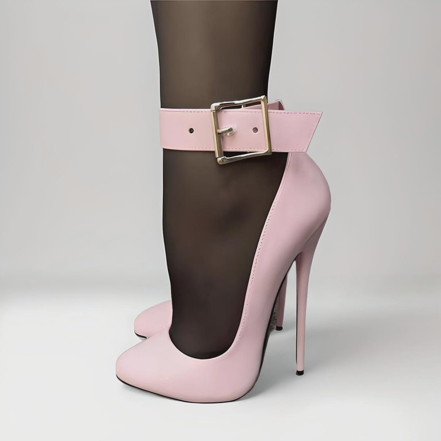 Stiletto Round Toe Locking Pumps With Buckle – 16cm / 6" High Heel - Etsy