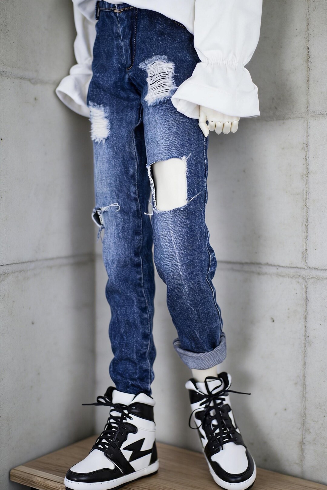 BJD Doll Distressed Jeans, Handmade Denim Pants for 1/3 SD Dolls ...