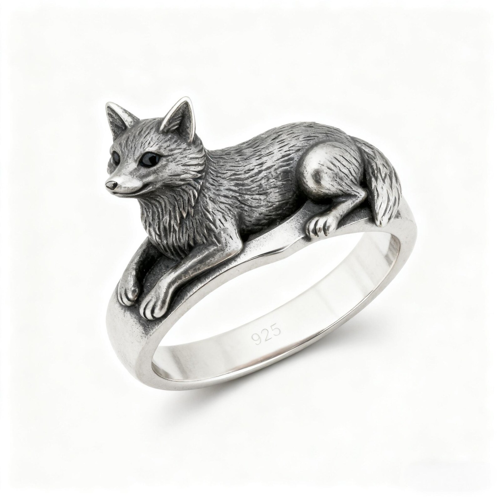 Sterling Silver Fox Ring - Gemstone-inlaid Jewelry - 3D Animal Jewelry ...
