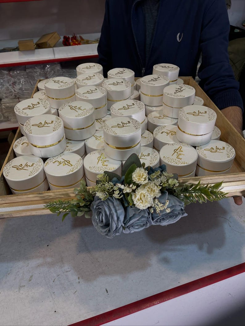 Gold Foil Arabic Calligraphy Favor Boxes – Wedding & Nikah Party Favors ...