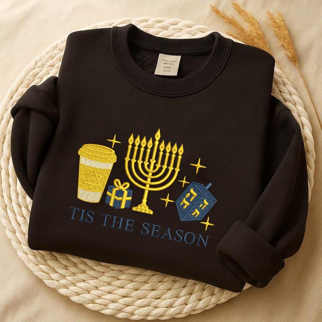 Hanukkah Embroidery Design, Menorah Dreidel Star of David, Tis the ...