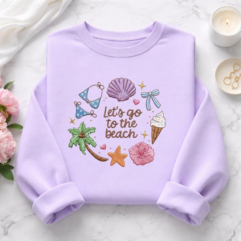 Let’s Go to the Beach Embroidery Design, Summer Beach Cute Bundle ...