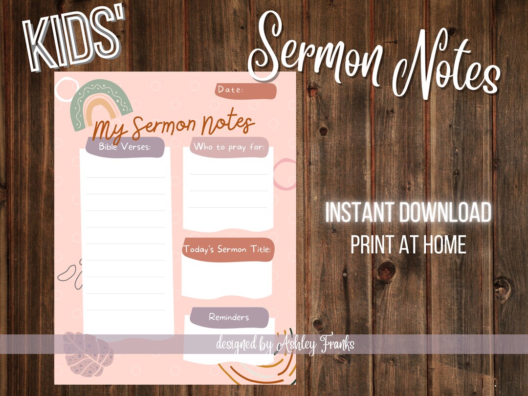 Printable Sermon Notes for Kids - Etsy