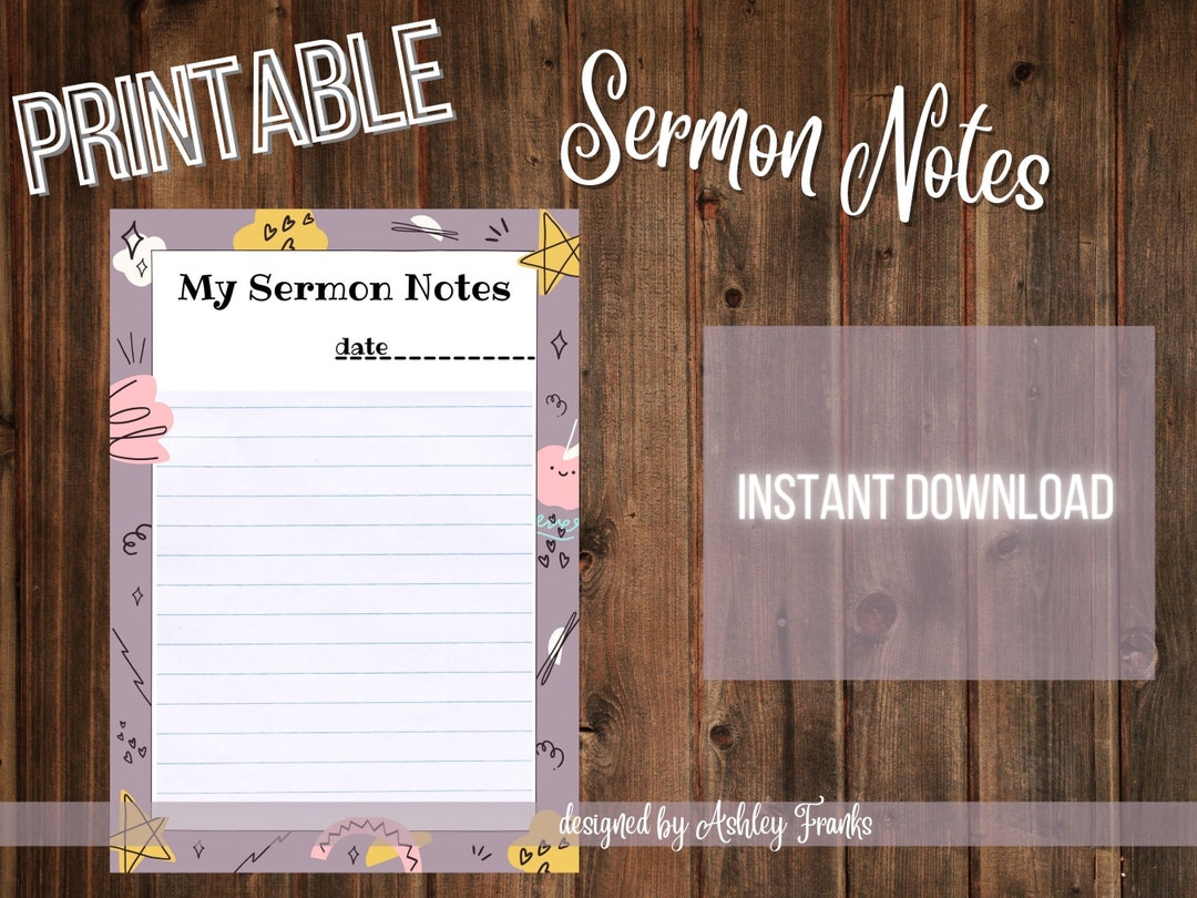 Cute Sermon Notes Printable Instant Download - Etsy