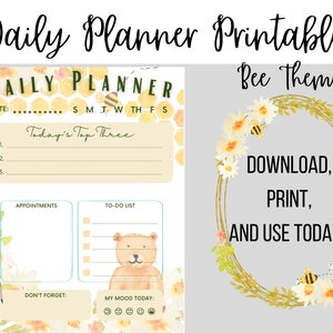 Daily Planner Printable Instant Download Honey Bee Themed - Etsy