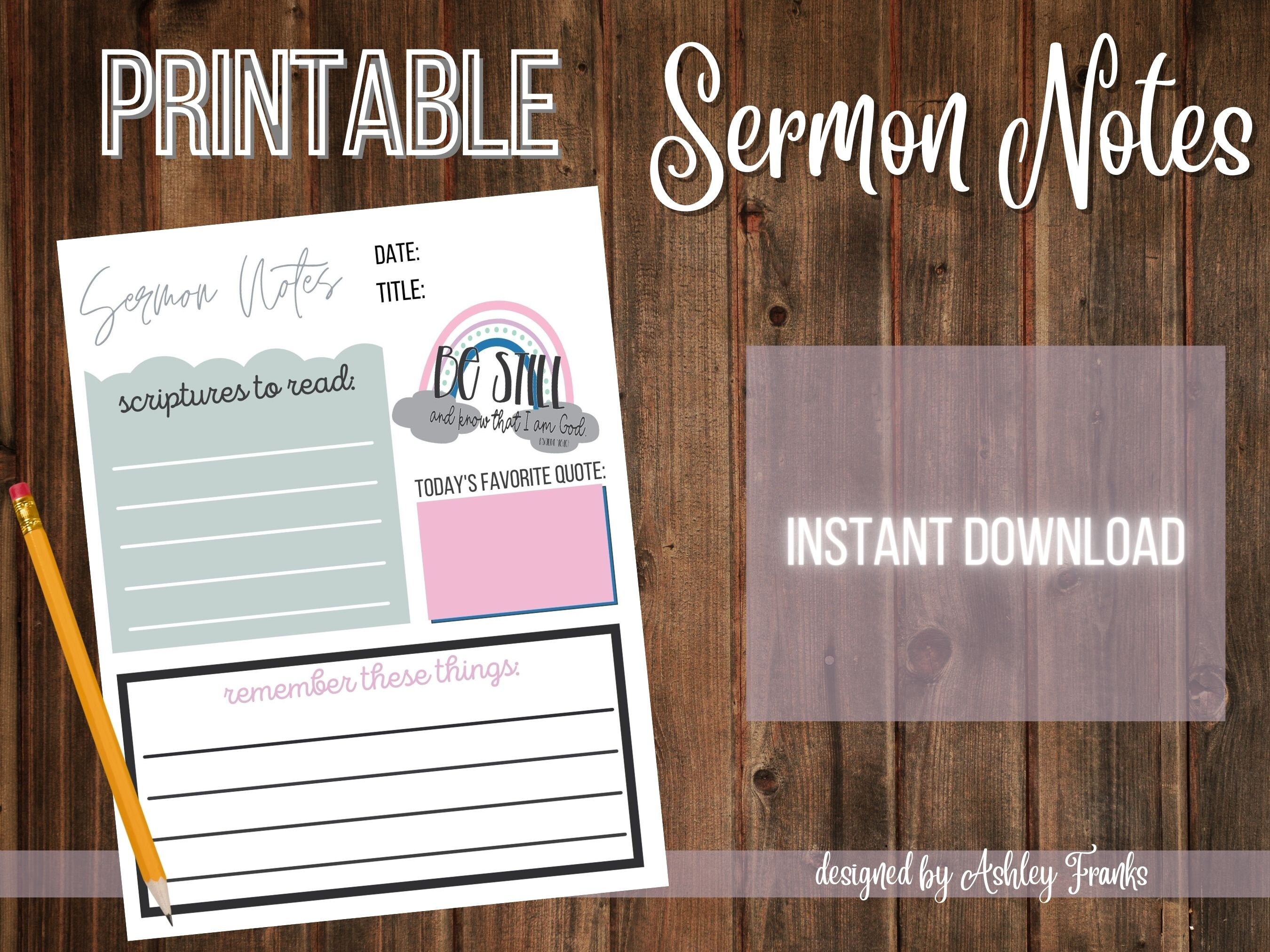 Sermon Notes Printable Rainbow Bible Verse Etsy