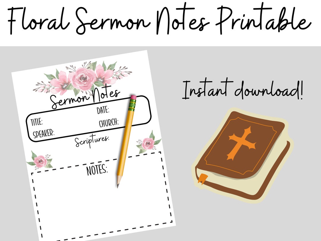 Floral Sermon Notes Printable, Printable Church Notes With Floral ...