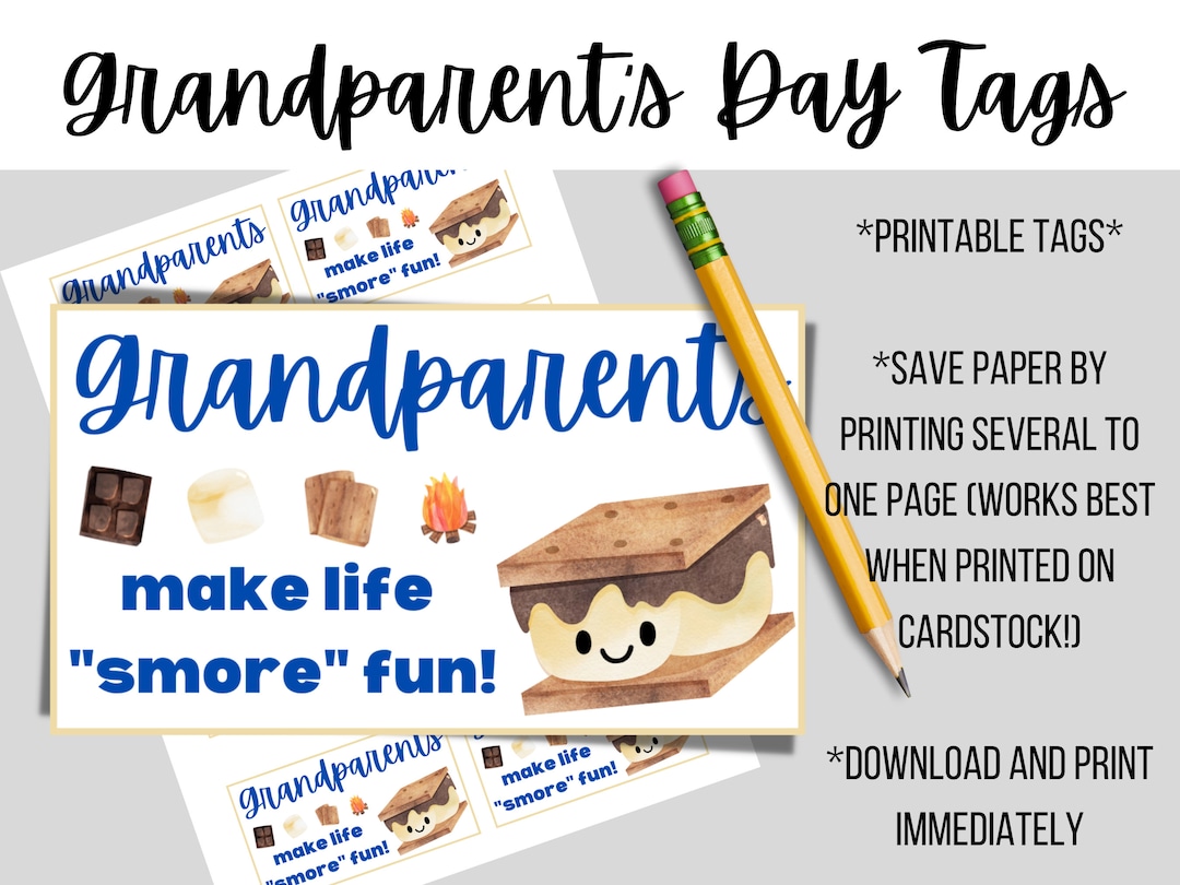Grandparent's Day Printable Tags, S'more Themed Grandparents Day Craft ...