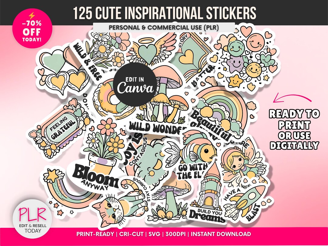 Cute Printable Stickers PNG for Personal & Commercial Use (PLR ...
