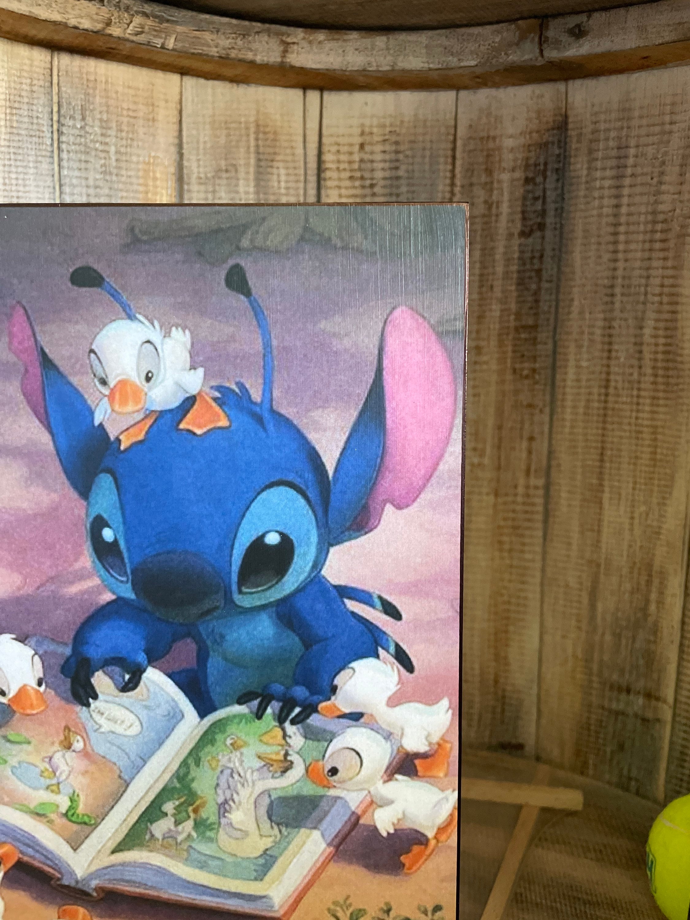 Stitch Reading to Ducks Disneyland Art | Etsy
