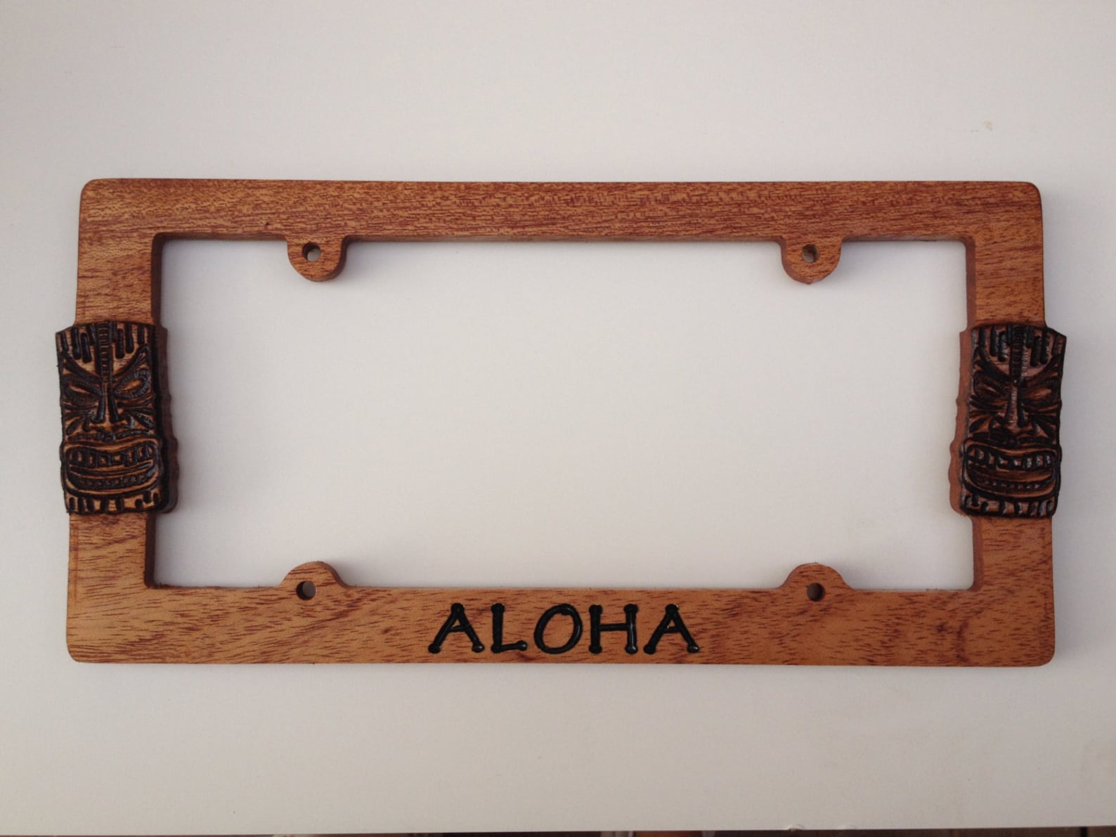 Aloha Tiki Mahogany Wood Hand Carved License Plate Frame - Etsy
