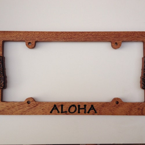 Aloha Tiki Mahogany Wood Hand Carved License Plate Frame | Etsy