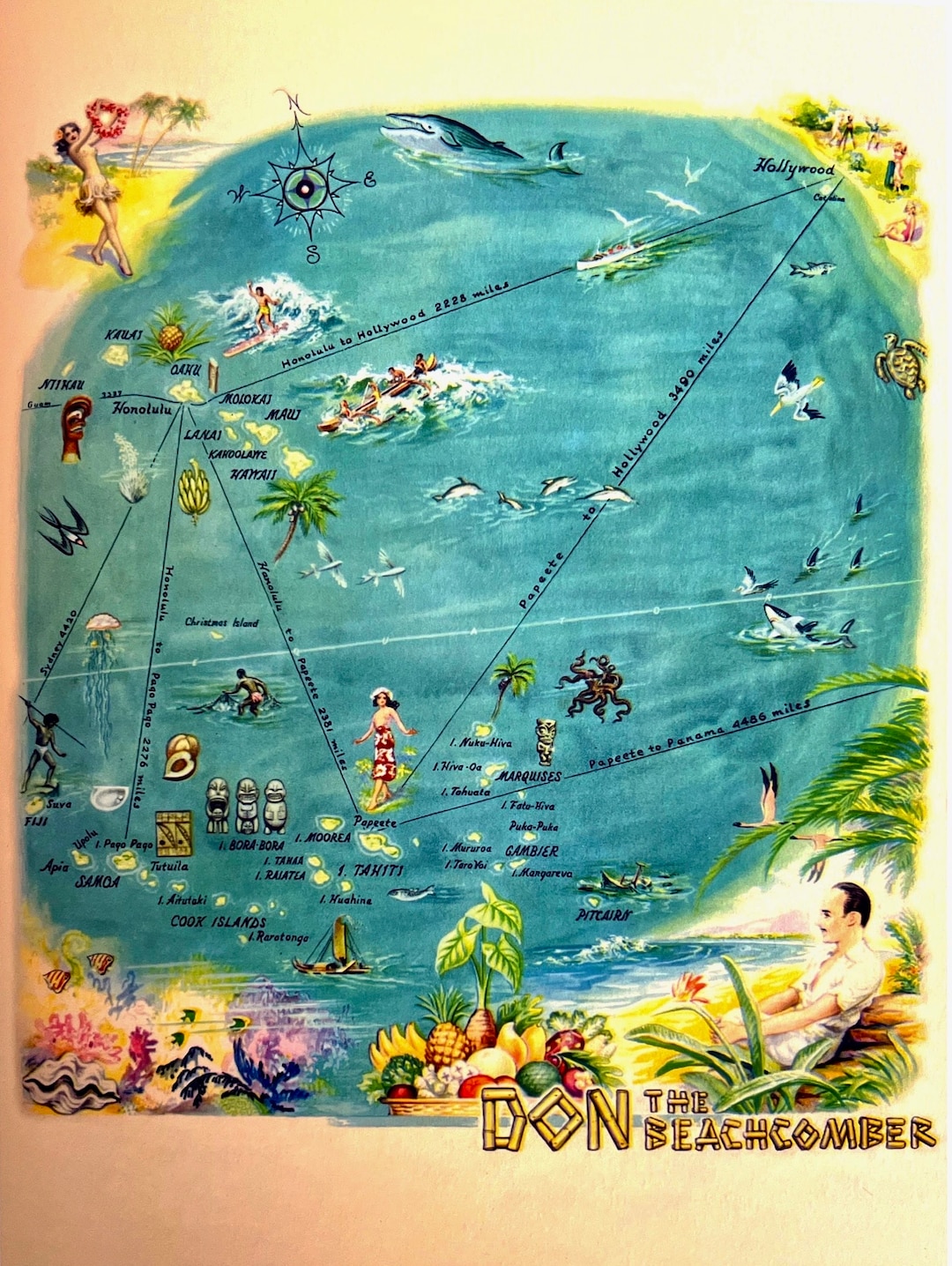 Don the Beachcomber Hollywood 1960s Menu Cover Decoupaged on Wood. - Etsy UK