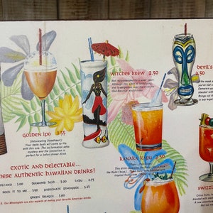 Vintage Tiki Restaurant Drink Menu Decoupaged on Wood - Etsy