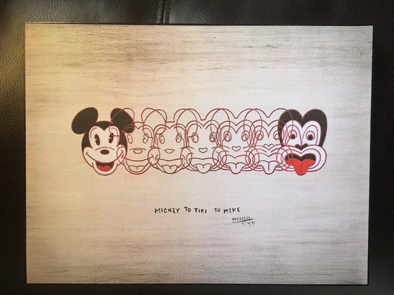 Aloha Mickey to Tiki Disneyland Art Decoupaged on Wood - Etsy