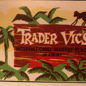 Vintage Trader Vic's International Market Place Tiki Menu Art Decoupaged on Wood - Etsy