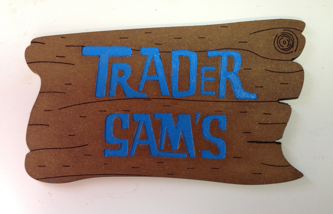 Custom Name Hand Carved and Painted Sign in the Trader Sam's Style - Etsy