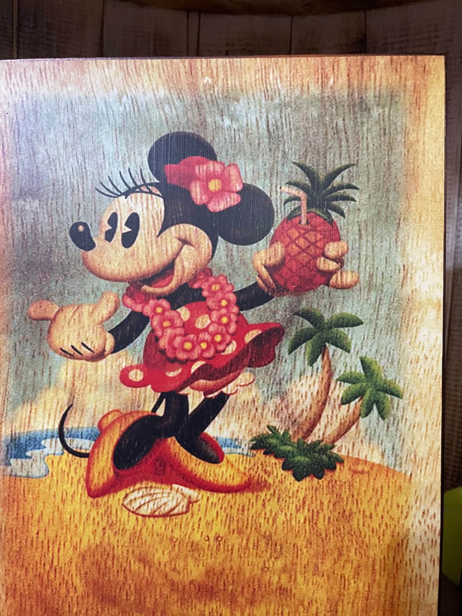 Aloha Minnie Mouse Disneyland Art Decoupaged on Wood - Etsy