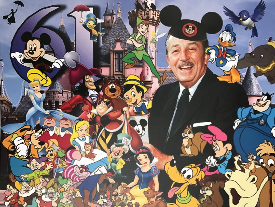 Walt Disney 61 Yrs Disney Collage Decoupaged Art - Etsy