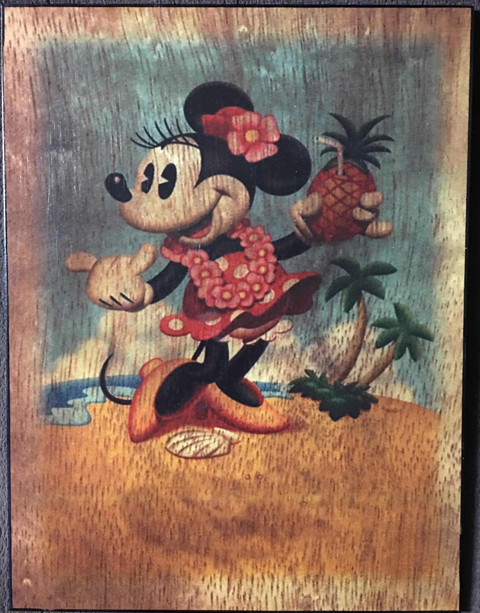 Aloha Minnie Mouse Disneyland Art Decoupaged on Wood - Etsy