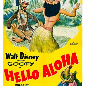 Hello Aloha Goofy Disneyland Art Decoupaged on Wood - Etsy