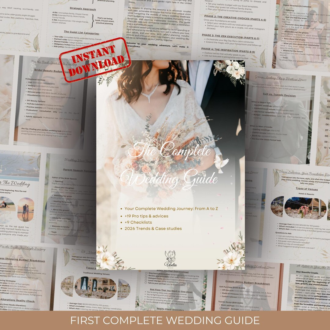Wedding Planner Guide | 33 Budget & Checklists (digital Download ...