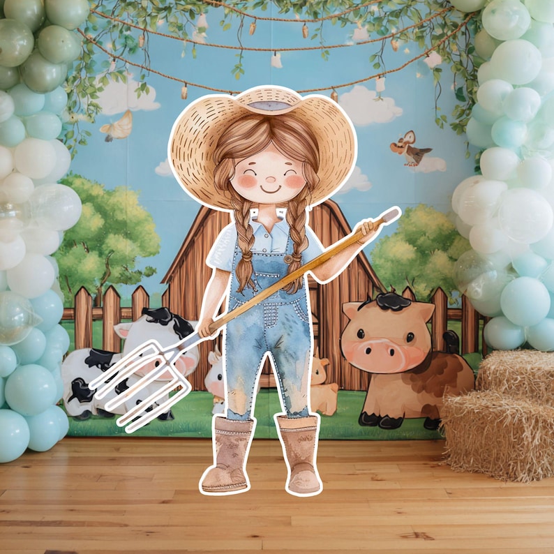 Farm Girl Birthday Big Decor, Farm Animals Cutout, Farmhouse Party ...