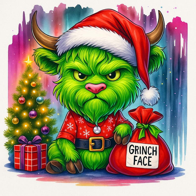 Hiland Cow Grinch Png Only - Etsy