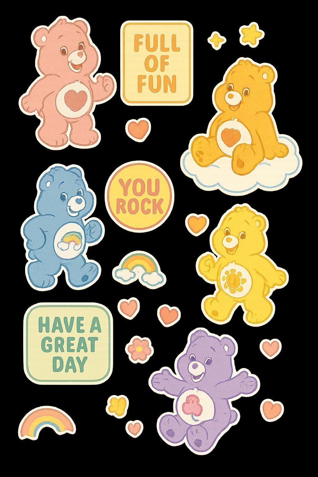 Care Bear Stickers 20 Plus Printable Digital Download PNG Set 2 - Etsy