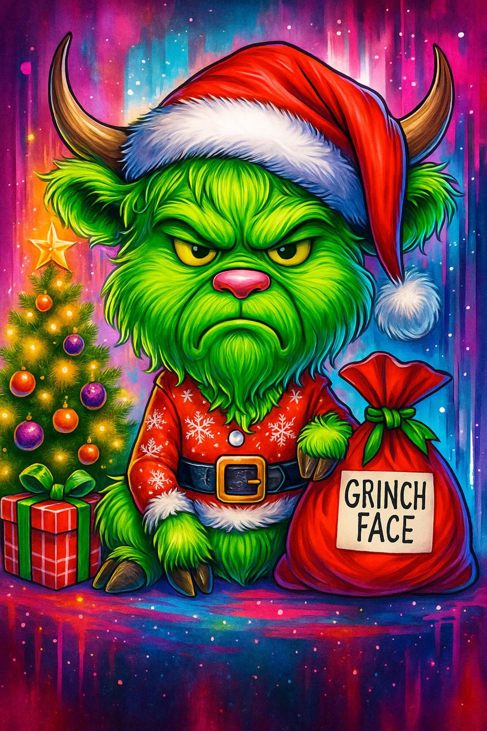 Baby Grinch Cow Holiday Christmas PNG Only Full Color Background - Etsy