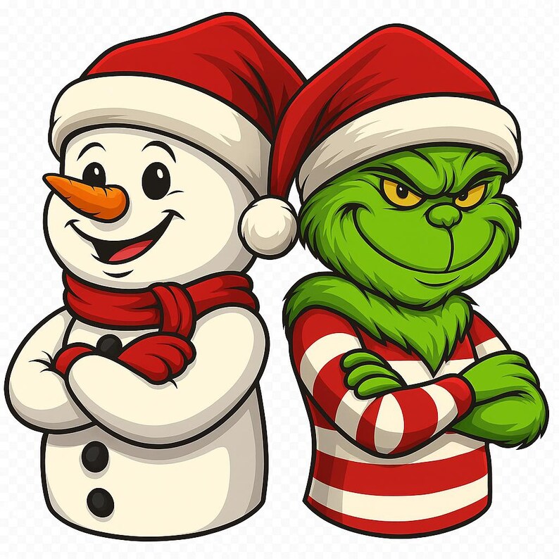 Set 4 Piece Jack Skellington & Grinch, Frosty, Santa, and Cow PNG Only ...