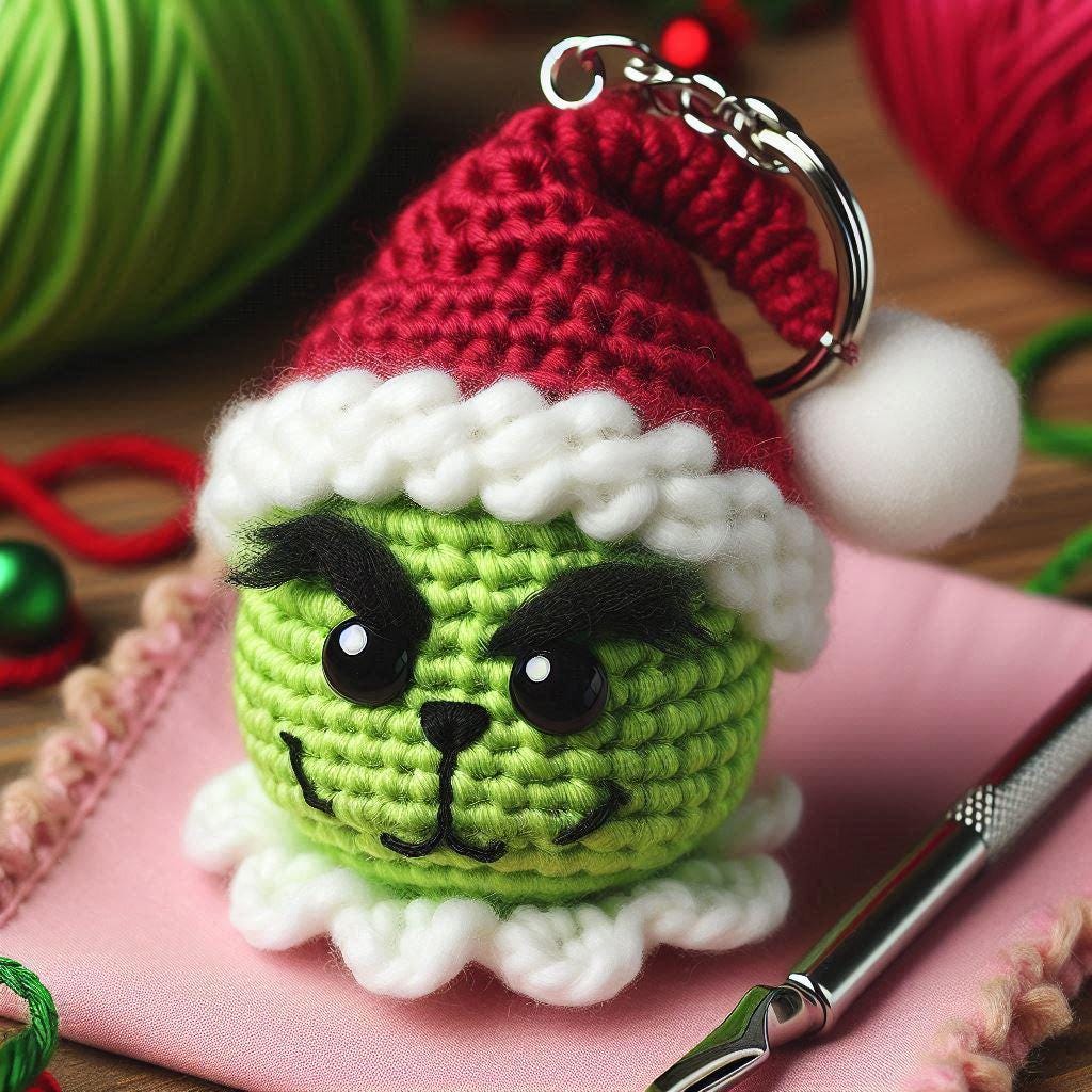 A Grinch-inspired Crochet Keychain Pattern (PDF) Head Only - Etsy