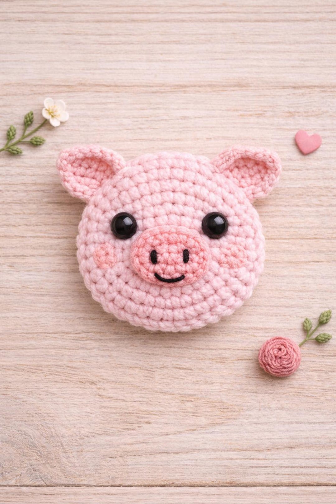Crochet Pig Face Applique Pattern | Beginner Amigurumi PDF (instant ...