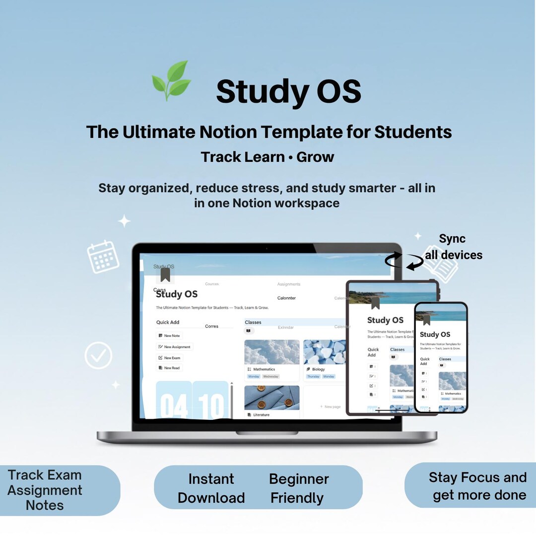 Study OS Notion Template – Student Planner Dashboard (digital Download ...