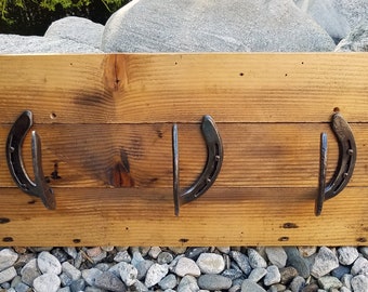 Rustic Horseshoe Coat and Hat Rack Hand Crafted Hand Painted Lone Ridge ...