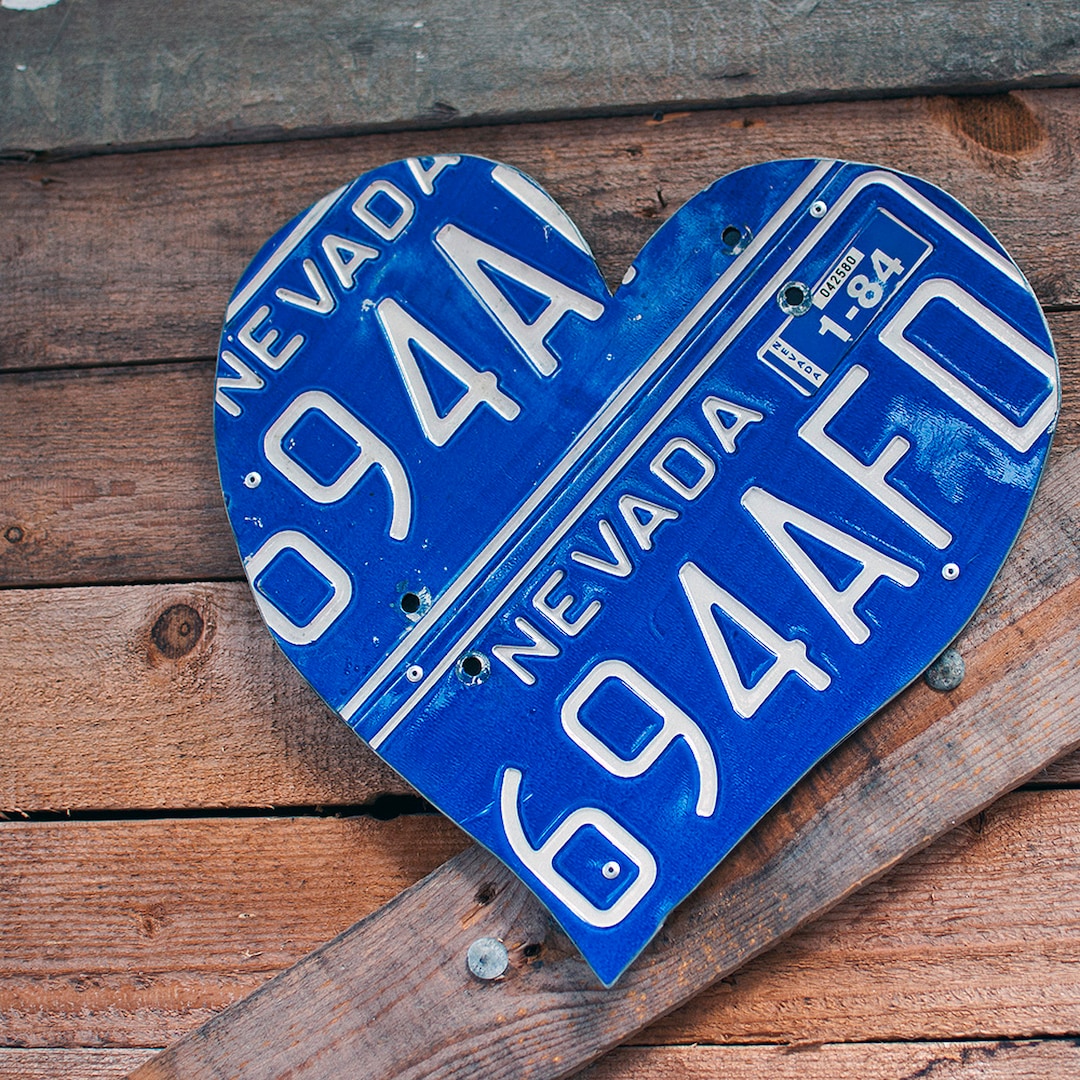 Nevada Blue 1982 Vintage License Plate Heart - Etsy