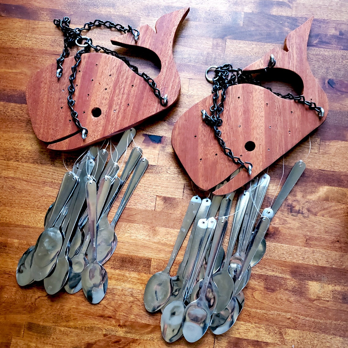 Recycled Whale Spoon Wind Chime Mahogany - Etsy