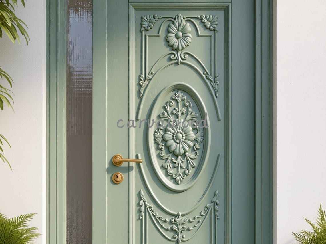 European Style Main Door With Detailed Decorative Panel - Etsy