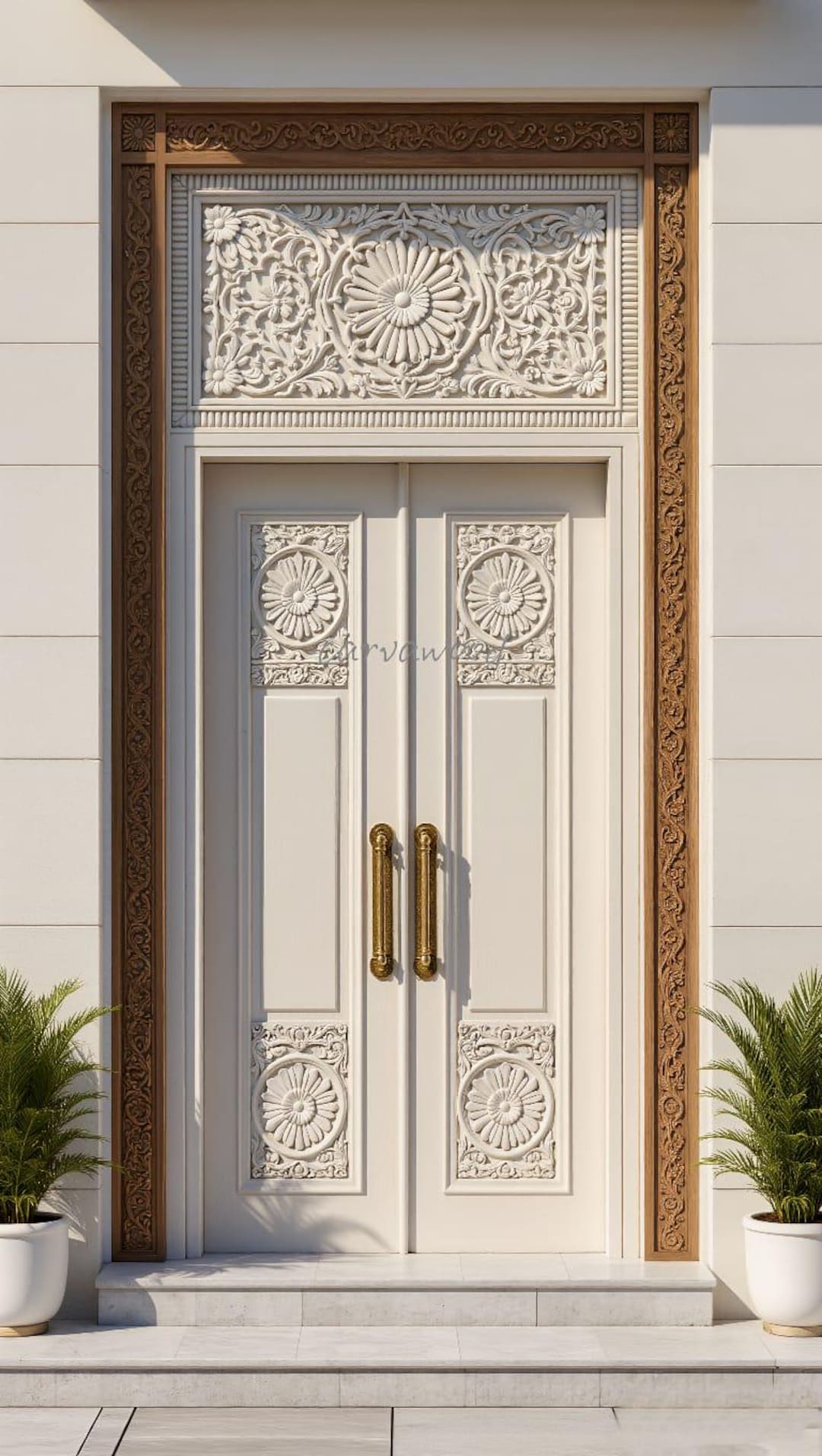 Custom Handmade Floral Pattern Solid Wood Front Door - Etsy