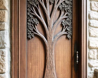 Handmade Solid Wood Carved Partition Door With Floral Medallions ...