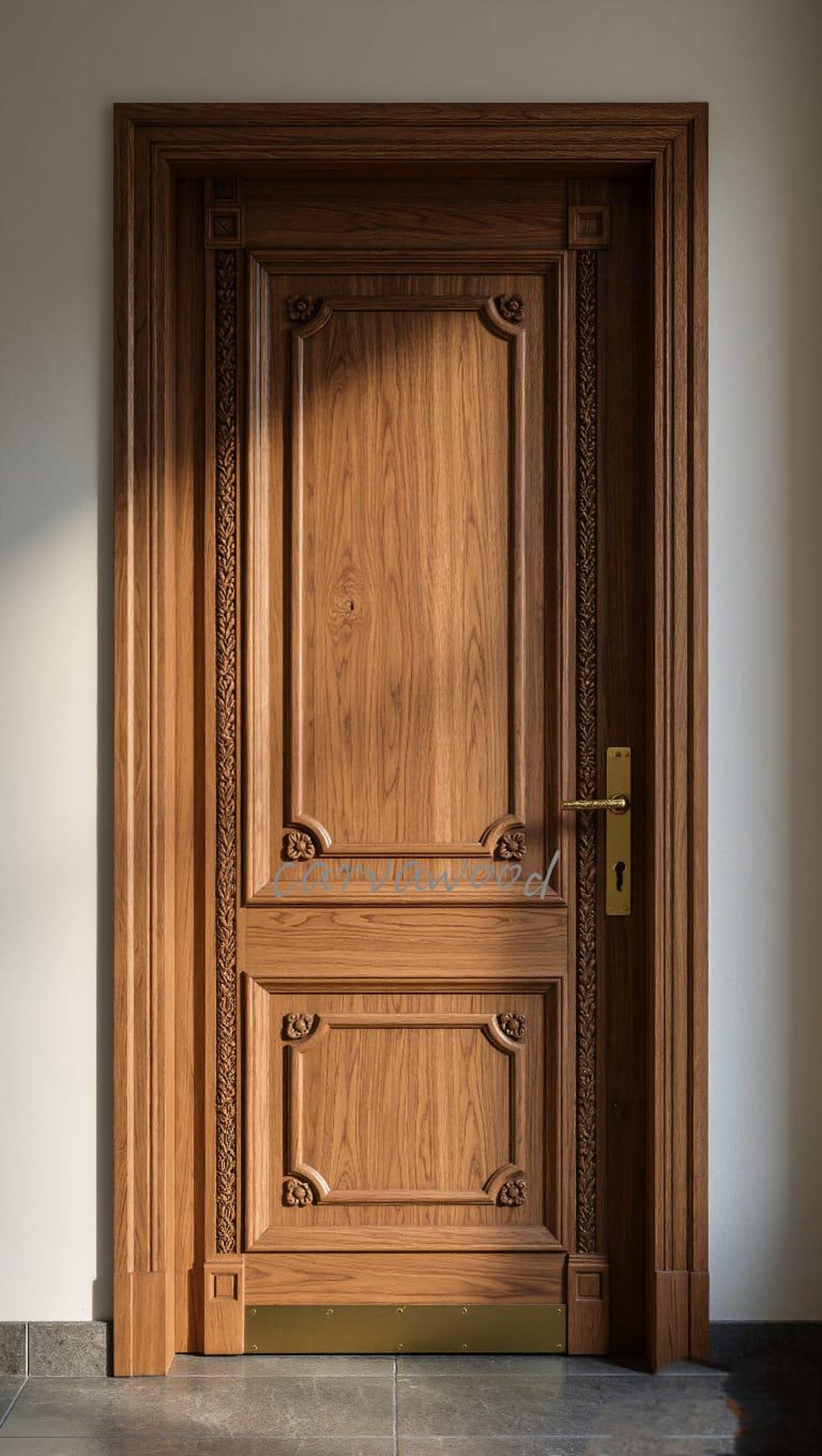 Handcrafted Solid Wood Sliding Door, Floral Vine Carvings - Etsy