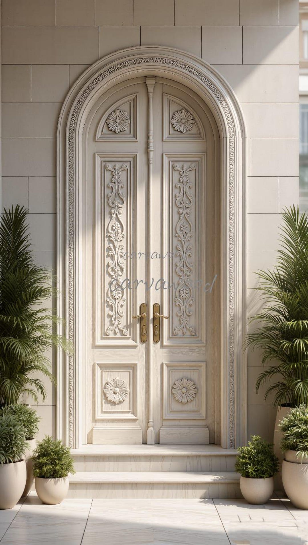 Custom Handmade Floral Pattern Solid Wood Front Door - Etsy