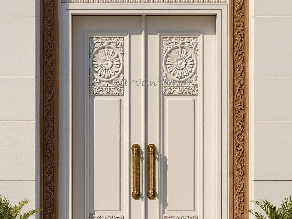 Custom Handmade Floral Pattern Solid Wood Front Door - Etsy