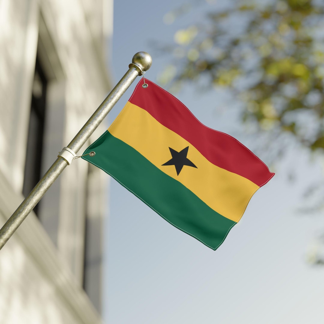Ghana Flag Double Sided Flag | Red Yellow Green Star, Outdoor Decor - Etsy