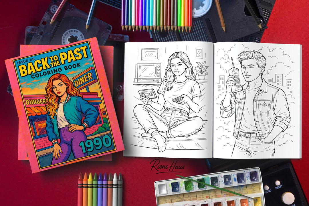 Back to the Past 1990s: Coloring Book – Retro Life, Street Style ...