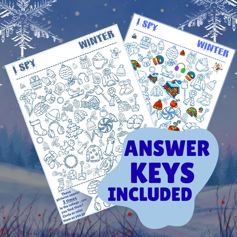 Winter I Spy Printable Game for Kids,winter Activity for Kids,kids ...