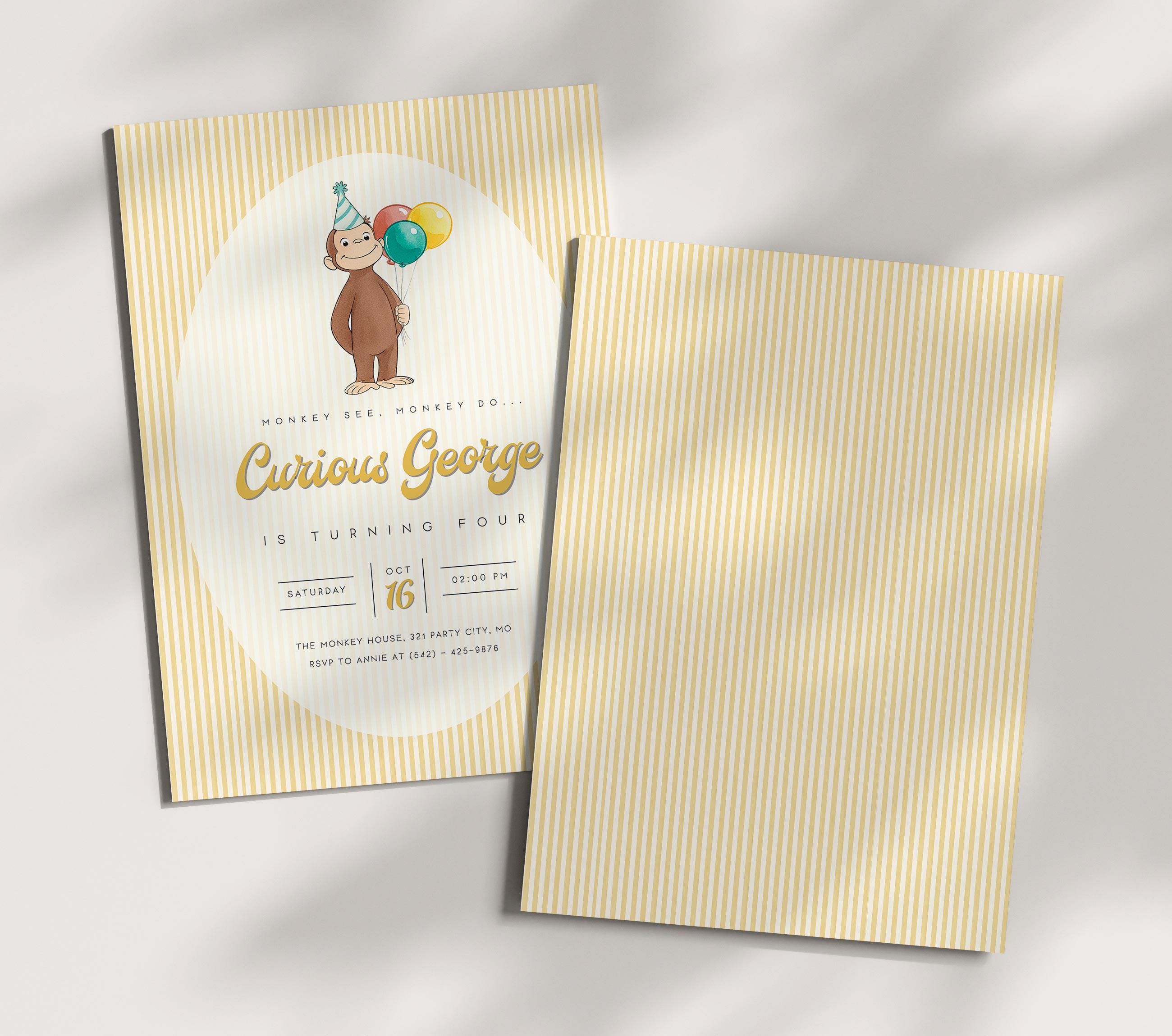Curious George Birthday Invitation, Boy 1st 2nd 3rd Birthday, Editable ...