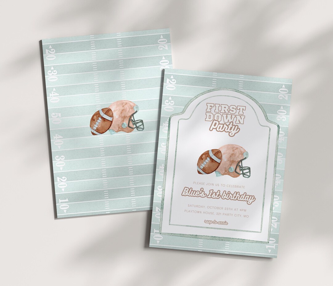 First Down Birthday Invitation Template, Football Invitation, First ...