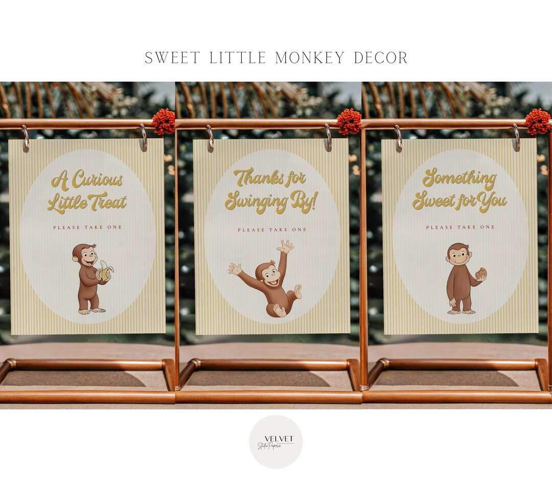 Curious George Table Signs 8x10 | Monkey Birthday Party Decor ...