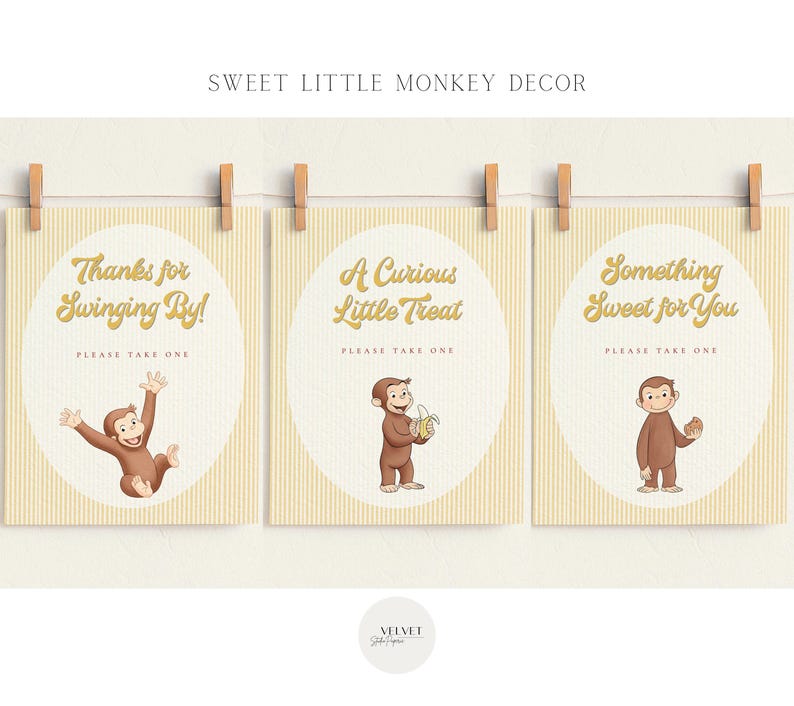 Curious George Table Signs 8x10 | Monkey Birthday Party Decor ...